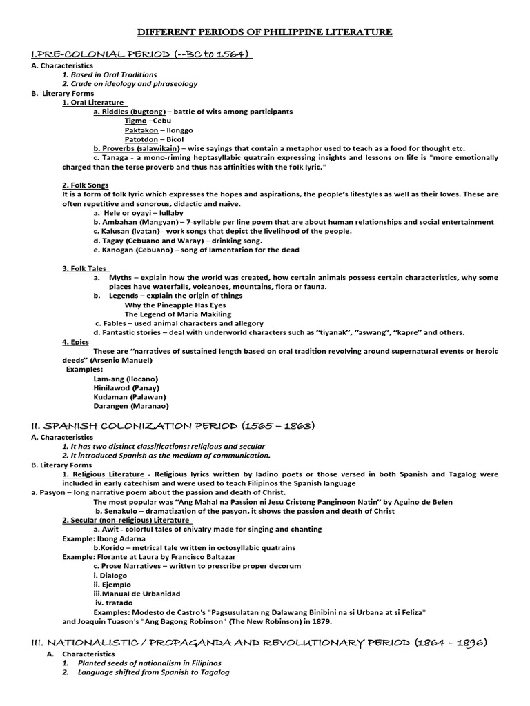 I.PRE-COLONIAL PERIOD ( - BC To 1564) : Different Periods of Philippine ...