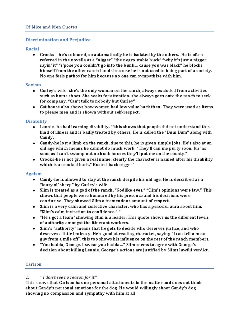 Quotations From of Mice and Men | PDF