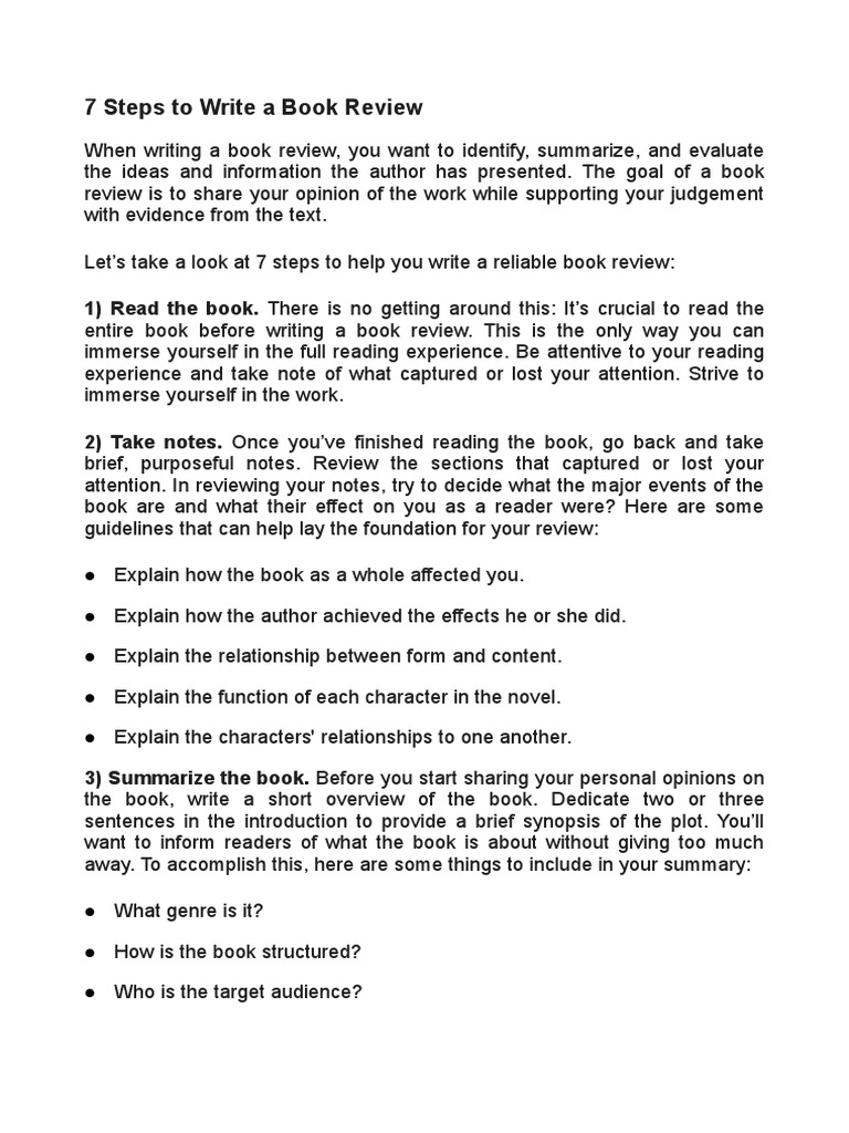 7 Steps to Writing a Book Review | PDF | Books | Epistemology