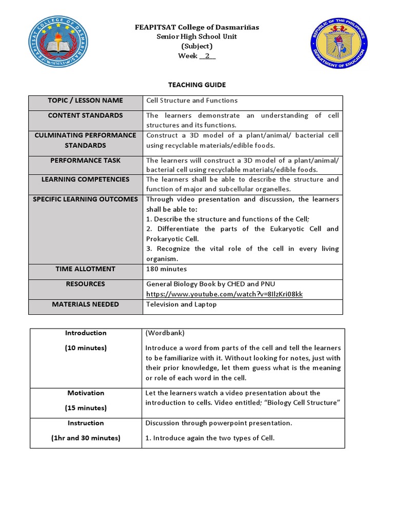 Cell Structure and Functions | PDF | Cell (Biology) | Pedagogy