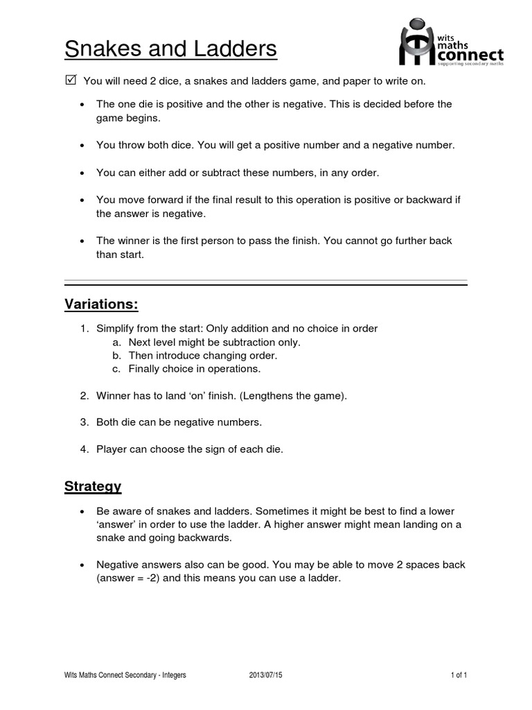 Snake and Ladder | PDF | Games & Activities