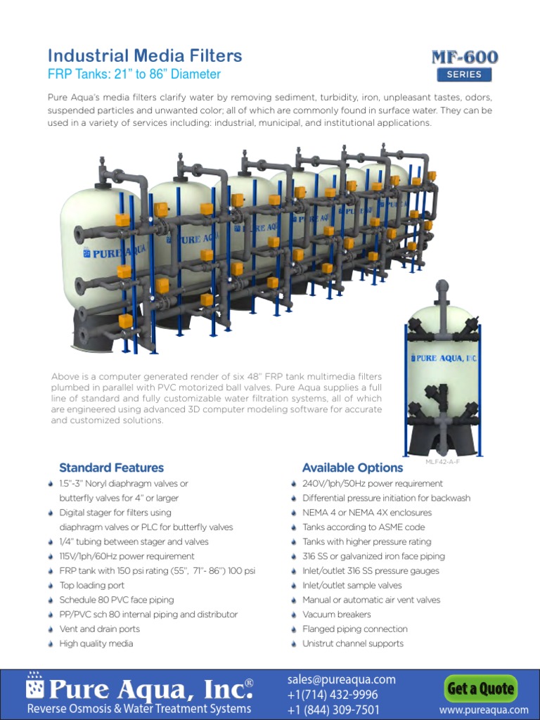 Industrial FRP Tank Water Media Filter | PDF | Water Purification | Valve