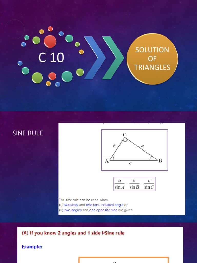 Triangle Solutions: Sine & Cosine Rules | PDF