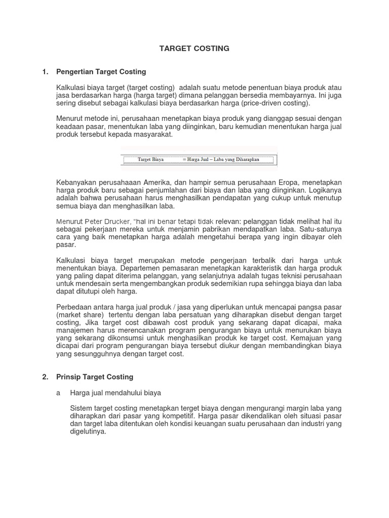 Prinsip dan Implementasi Target Costing | PDF