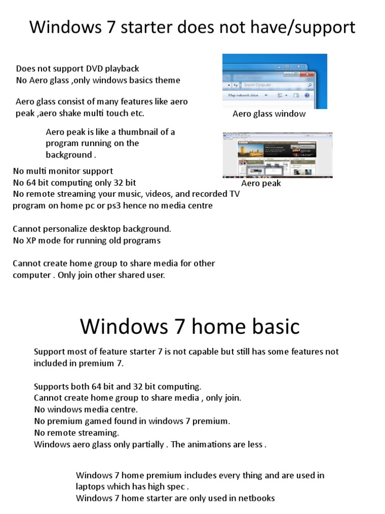 Windows 7 Starter Does Not Have/support | PDF | Windows 7 | Microsoft ...