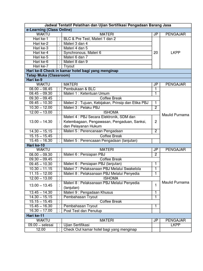 B. Jadwal Pelatihan | PDF