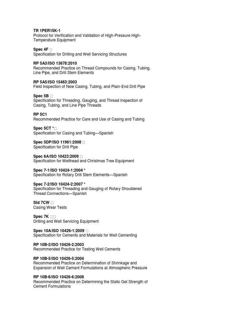 Normas API | PDF | Casing (Borehole) | Pipe (Fluid Conveyance)