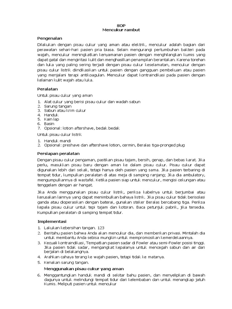 SOP Mencukur Rambut Ok | PDF