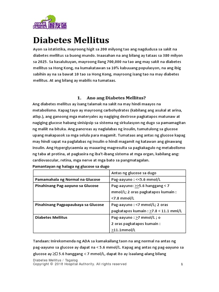 Diabetes Mellitus Tagalog 20180 | PDF