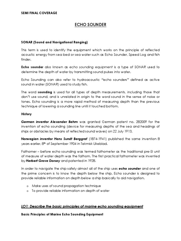 Echo Sounder | PDF | Applied And Interdisciplinary Physics | Nature
