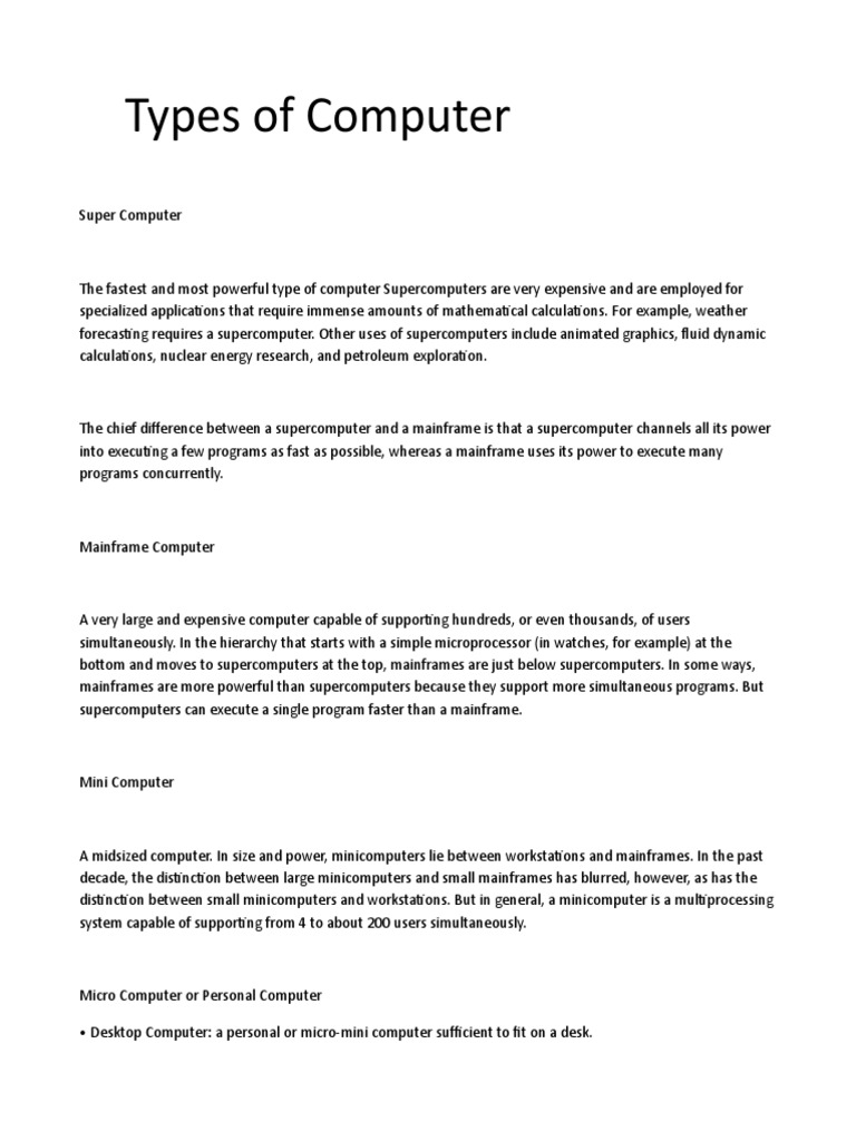 Types of Computer | PDF