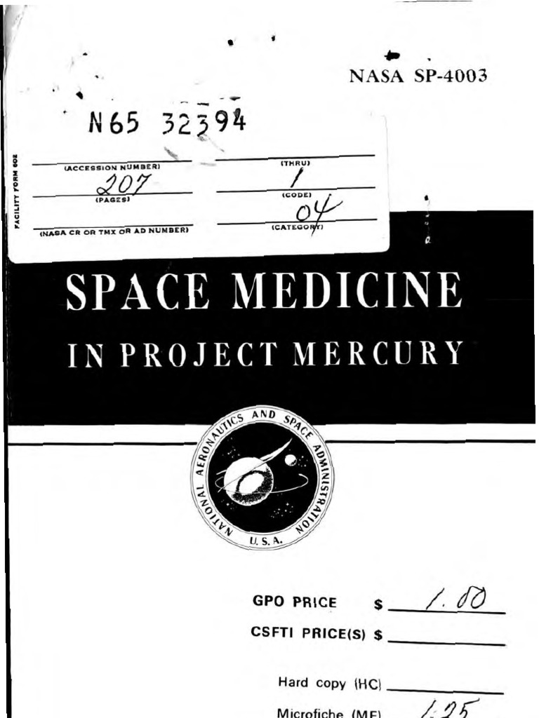 Space Medicine in Project Mercury | PDF | Project Mercury | Nasa