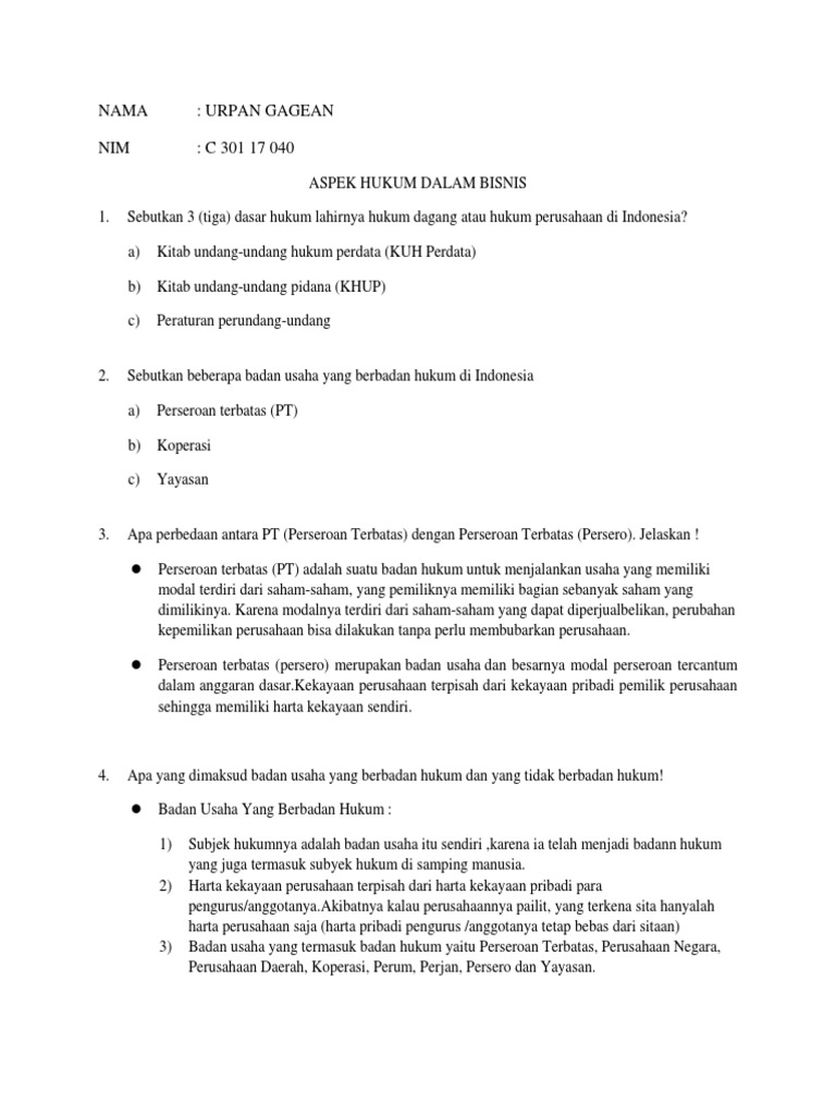 Aspek Hukum Dalam Bisnis | PDF