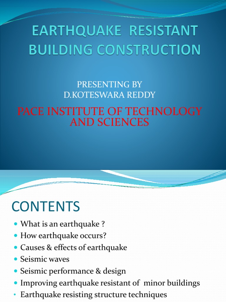 Earthquake Resistent Building Construction | PDF