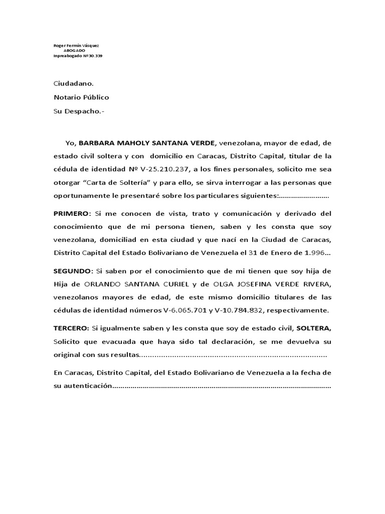 Carta de Solteria | PDF