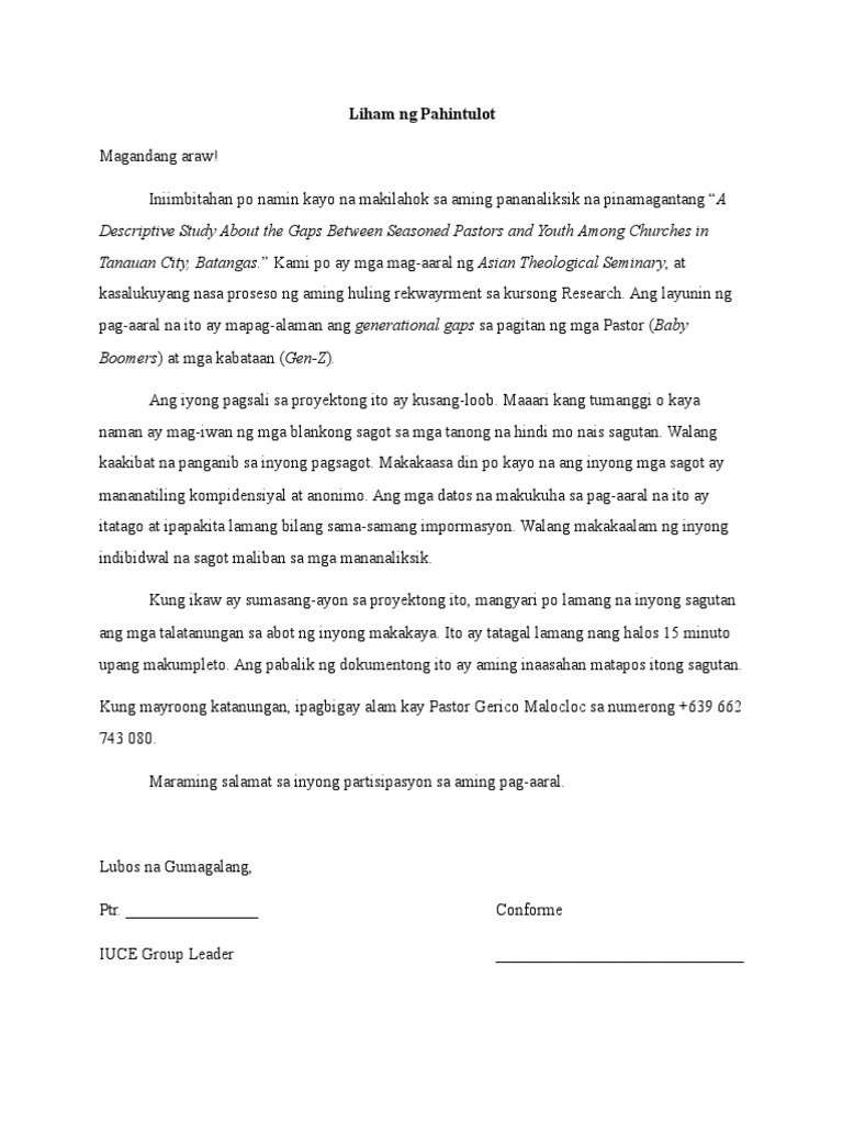 Liham NG Pahintulot | PDF