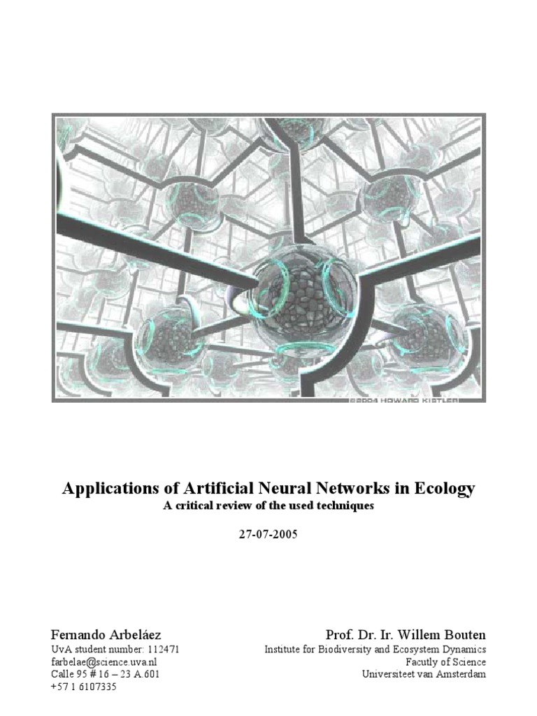 Applications of Artificial Neural Networks in Ecology - A Critical Review of The Used Techniques ...