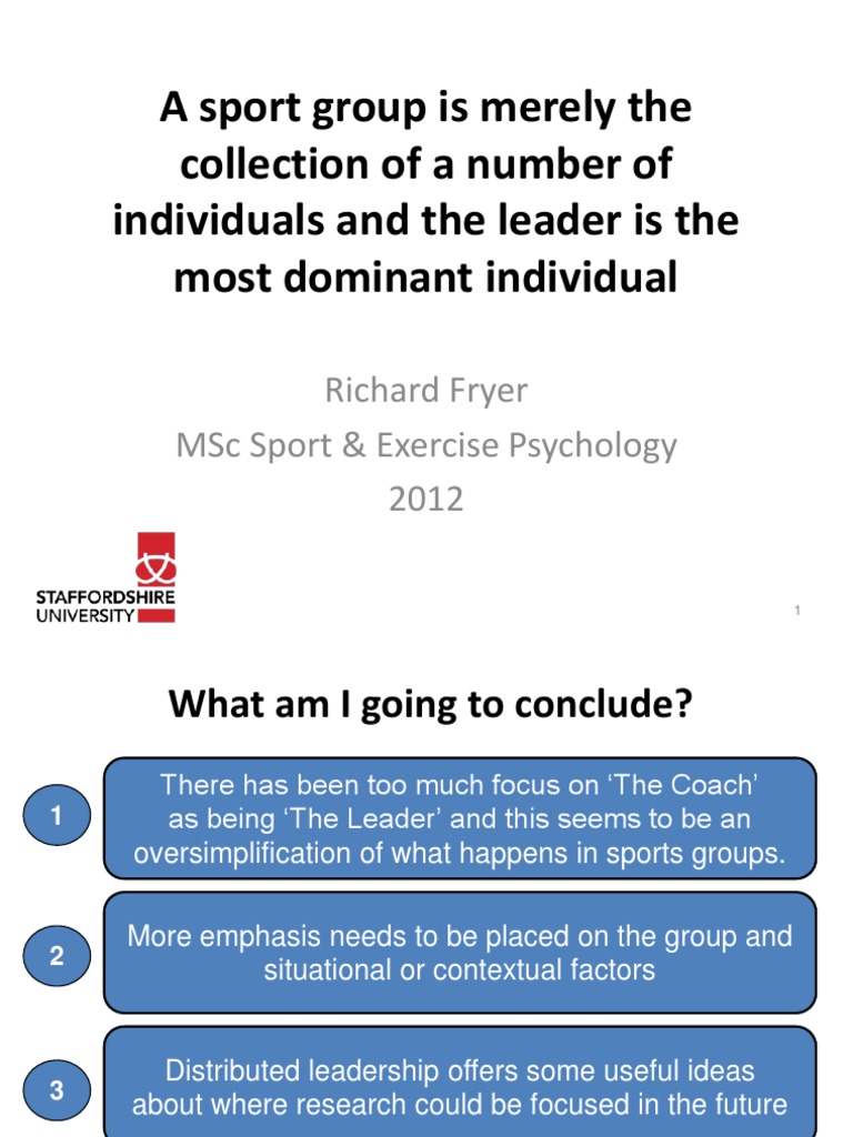 A Sport Group Is Merely The Collection of A Number of Individuals and ...