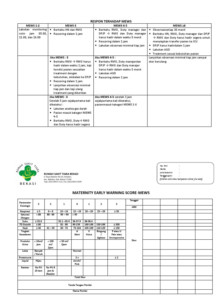 MEWS Monitoring Protocol | PDF
