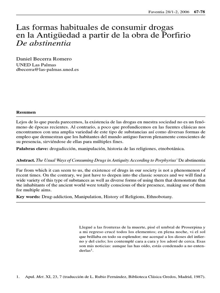 Drogas En La Antiguedad Pdf Pdf Brujería Perfume