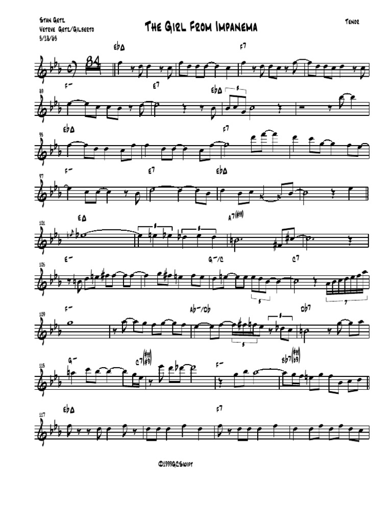 Getz GirlFromIpanema | PDF | Livres de cuisine, nourriture et vin