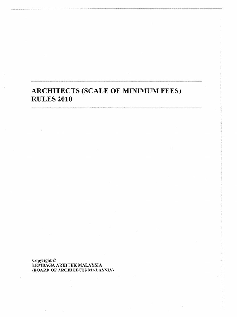 Architects Scale of Minimum Fees Rules 2010 PDF | PDF