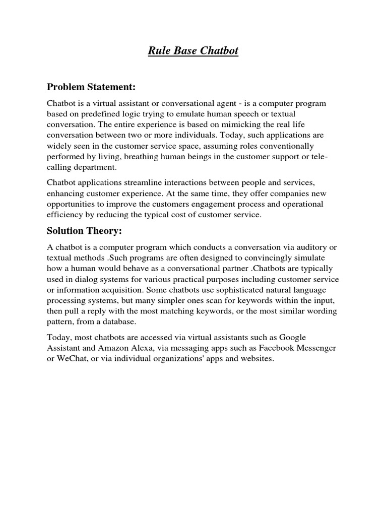 Rule Base Chatbot: Problem Statement | PDF | Areas Of Computer Science | Computing