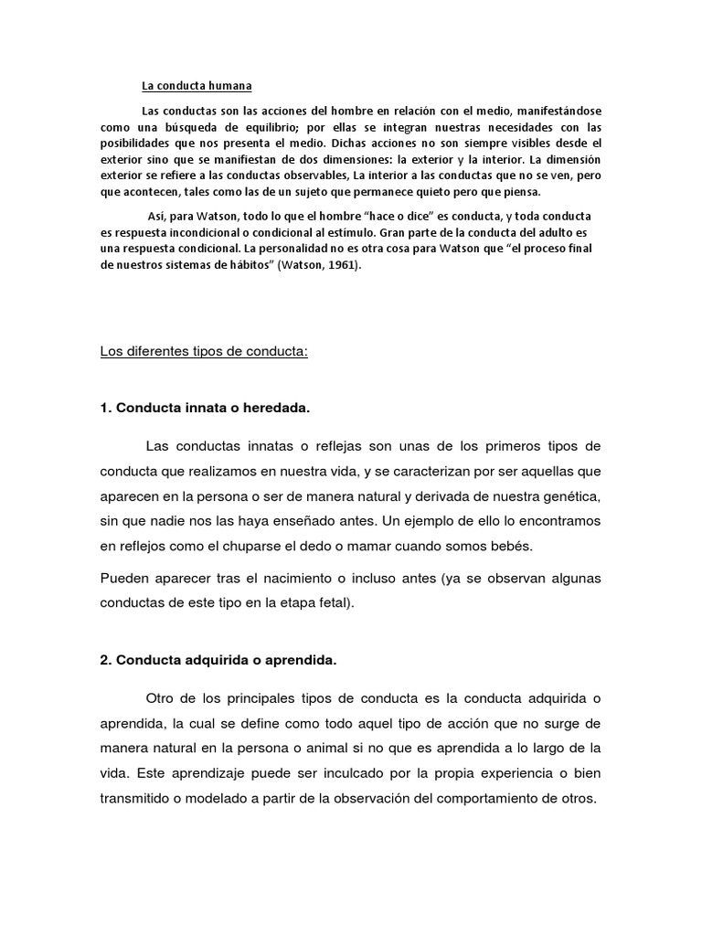 1. Conducta innata o heredada | Watson (computadora) | Comportamiento