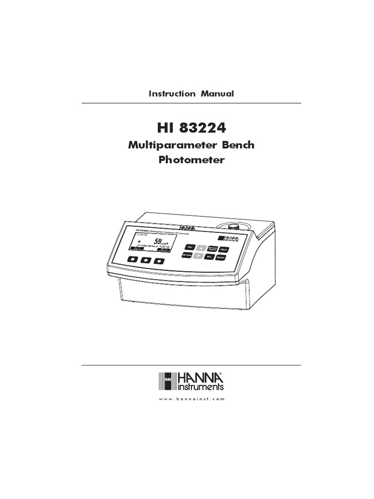 Multiparameter Bench Photometer: Instruction Manual | PDF | Syringe ...