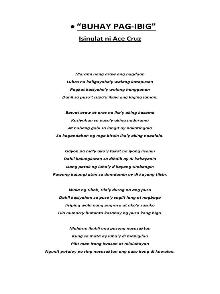 Tula NG Buhay Pag Ibig | PDF