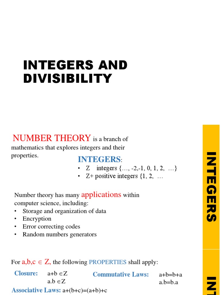 Integers and Divisibility | PDF | Division (Mathematics) | Prime Number