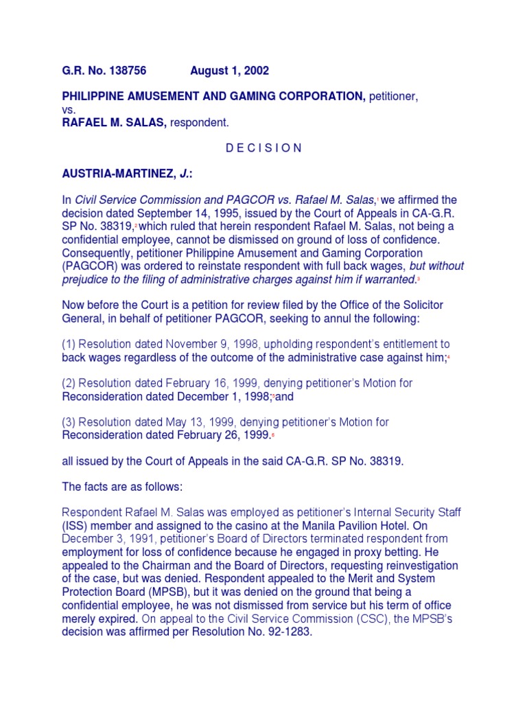 CSC V Salas Full | PDF | Appeal | Certiorari