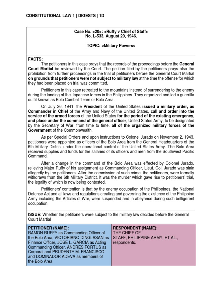 20 CONSTI1 - Ruffy V Chief of Staff Digest - Crisostomo (Executive ...