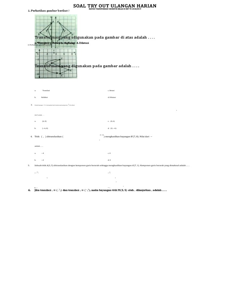Soal Transformasi Geometri Kelas 9 SMP | PDF
