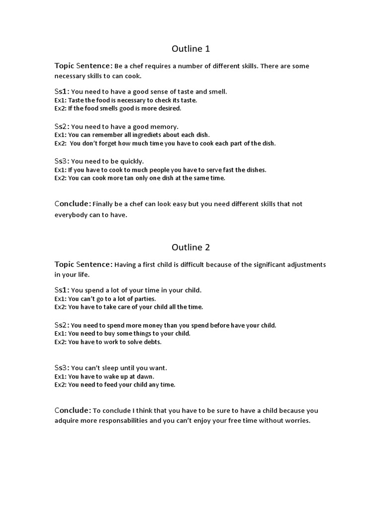 Topic Sentence:: Outline 1 | PDF
