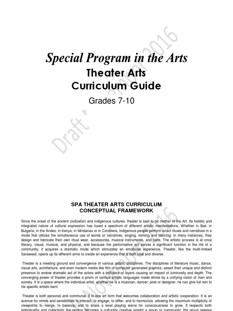SPA Theater Arts CG | Theatre | Curriculum