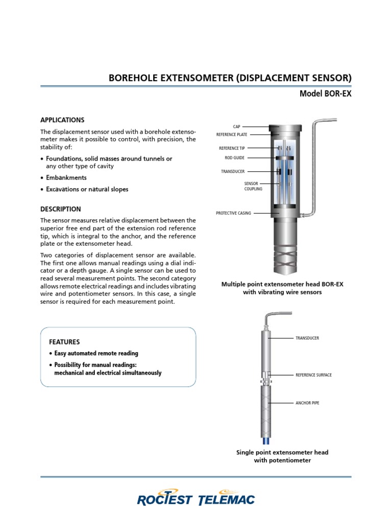 ESS ROC BOR-EX BoreholeExtensoHead DisplaceSensor | PDF | Sensor | Pipe ...