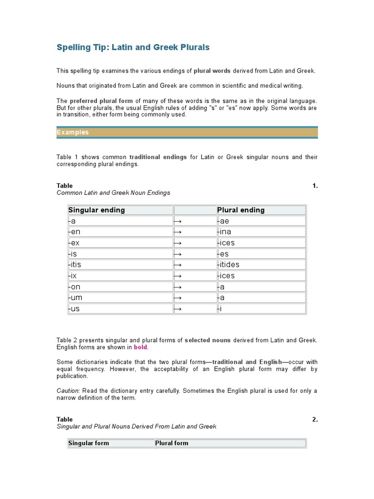 Latin Plurals E1 | PDF | Plural | Latin