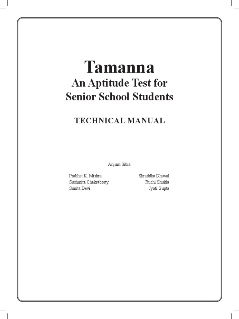 Technical Manual | PDF | Test (Assessment) | Reason