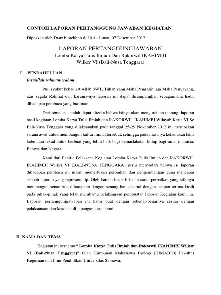 Contoh LPJ | PDF