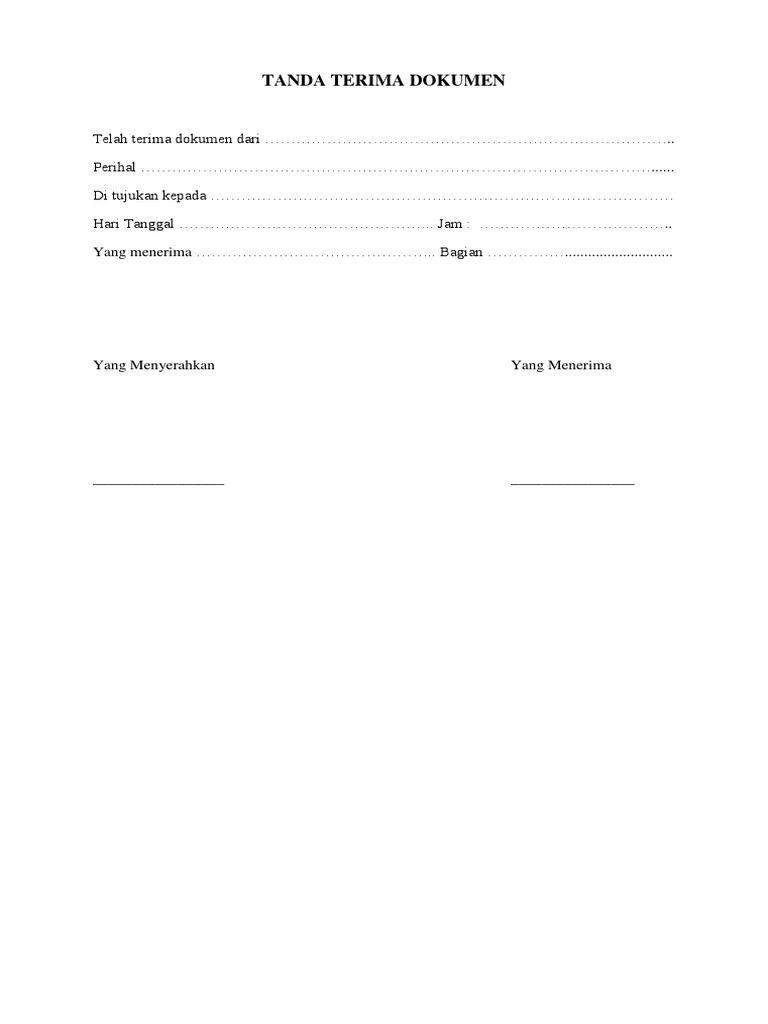 9 Contoh Surat Tanda Terima Dokumen Lengkap + Template