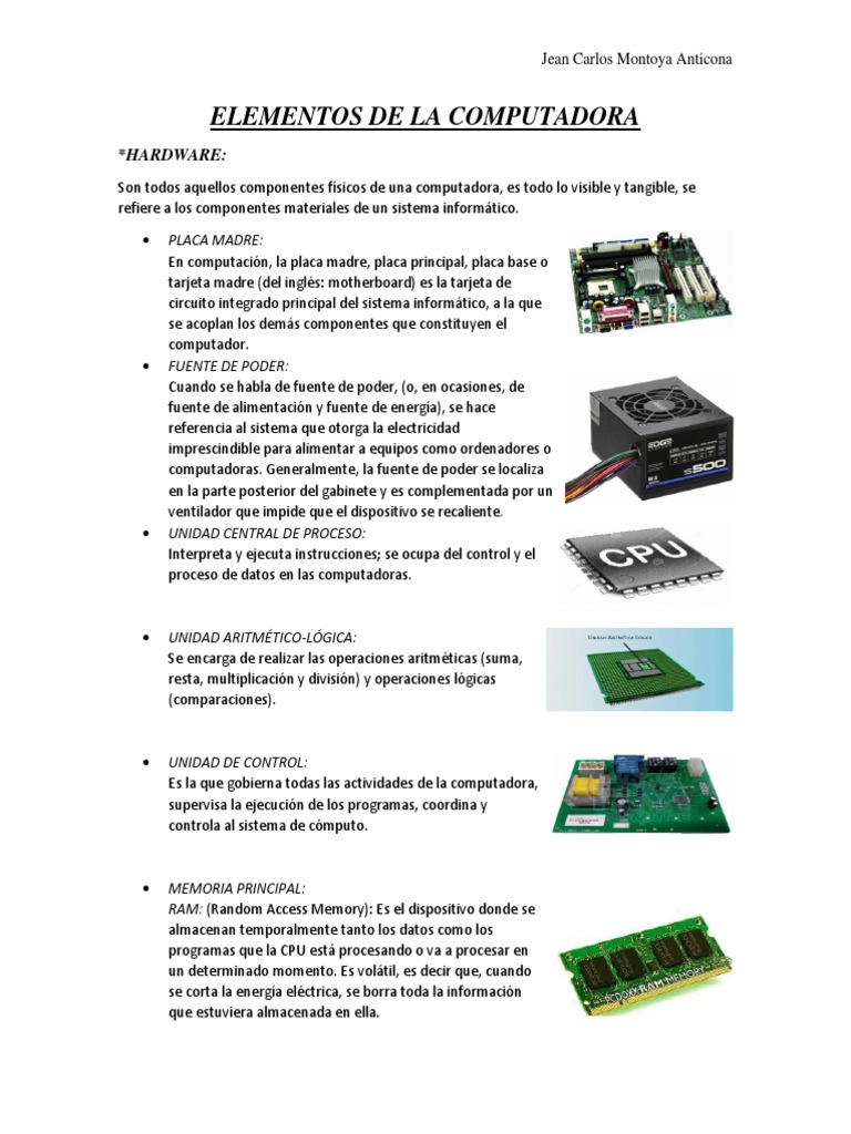 Elementos de La Computadora | PDF | Hardware de la computadora | Disco compacto