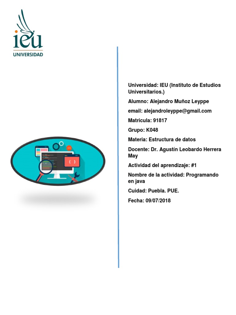 Actividad 1 IEU Programando en Java | PDF | Datos de computadora ...