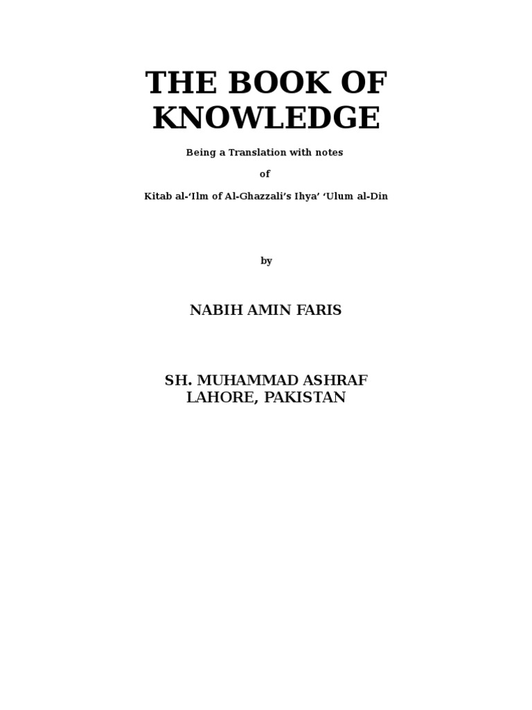 The Book of Knowledge | PDF | Prophets And Messengers In Islam | Hadith