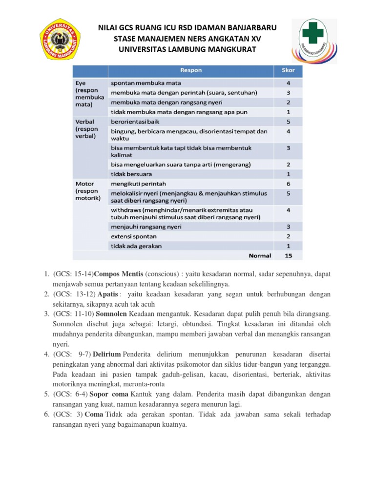 Nilai GCS Pasien ICU RSD Idaman | PDF | Pengembangan Diri