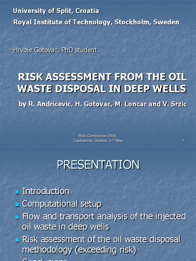 Risk Assessment From The Oil Waste Disposal in Deep Wells | PDF | Monte ...