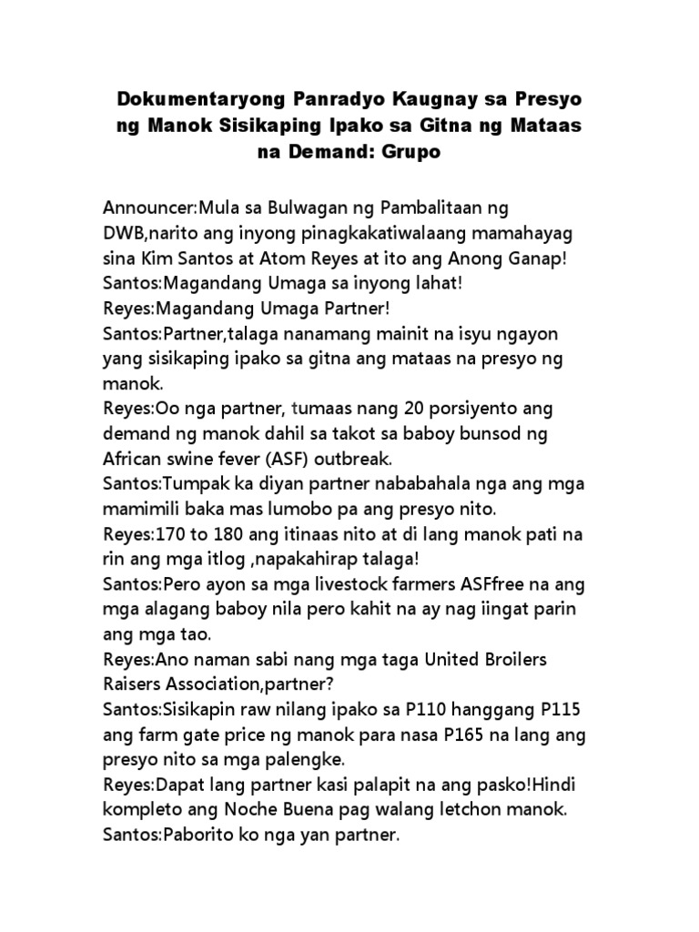 Dokumentaryong Panradyo !01 | PDF