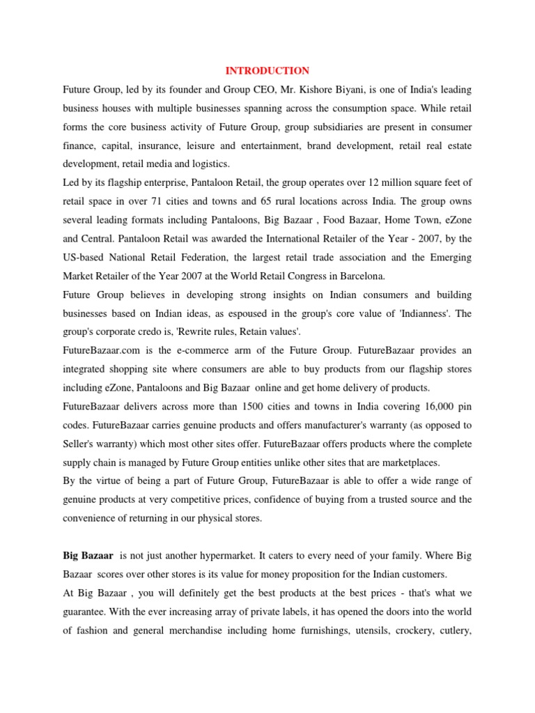 Big Bazaar: Future Group's Retail Strategy | PDF | Ratio | Retail