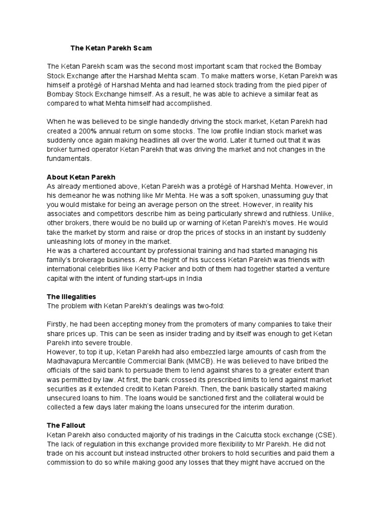 Ketan Parekh Scam | PDF | Stocks | Stock Market