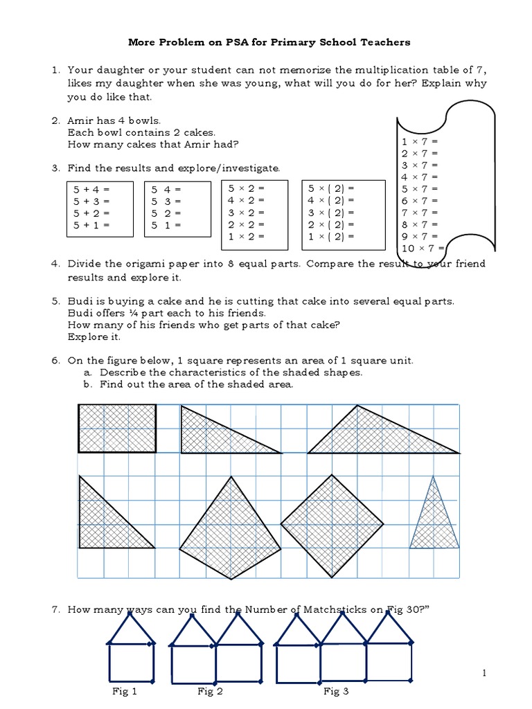 Problem On PSA Primary School | PDF | Teaching Mathematics | Leisure